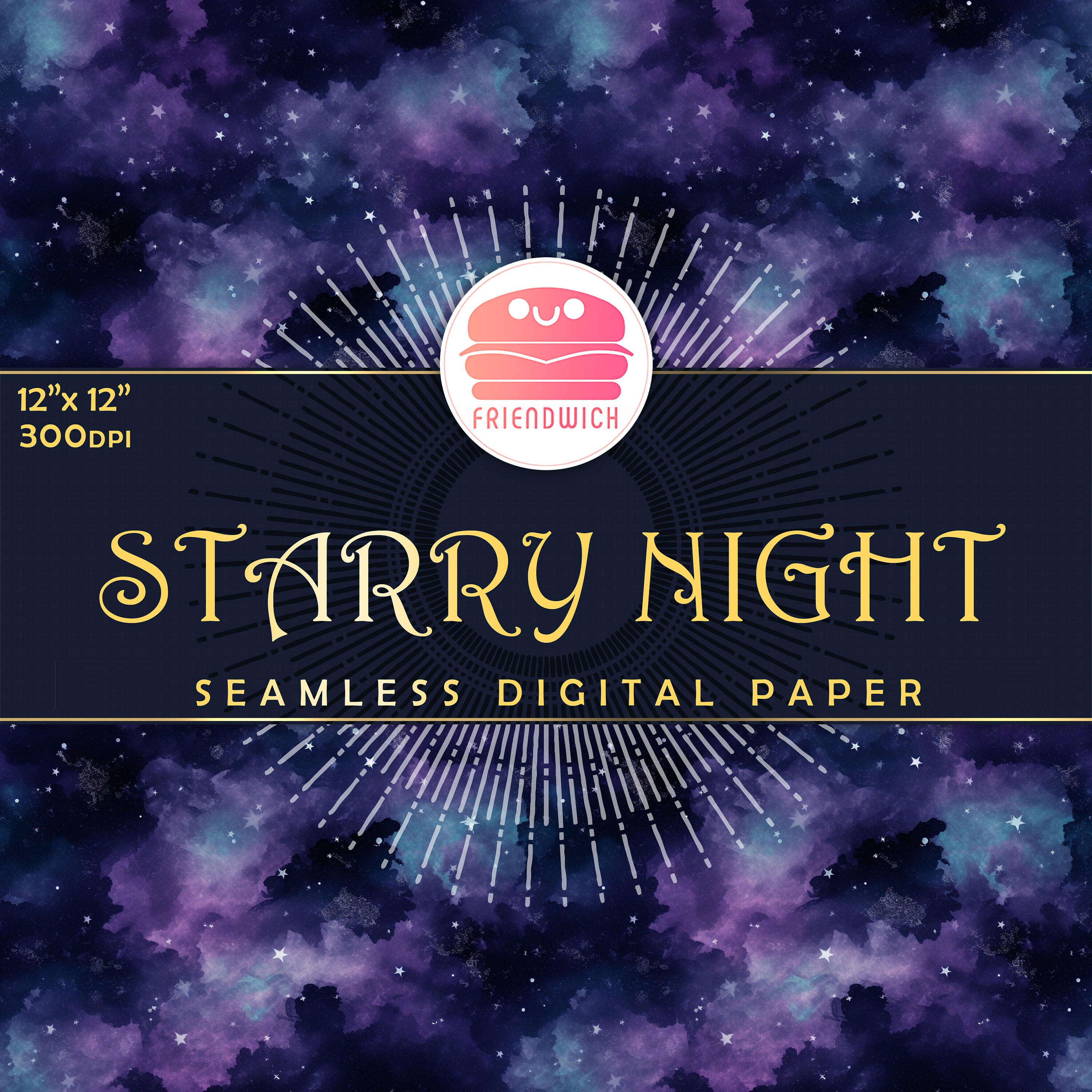 Starry Night Digital Paper, Galaxy Digital Paper, Seamless Textures ...