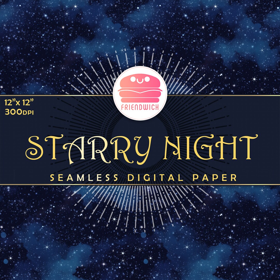 Starry Night Digital Paper, Galaxy Digital Paper, Seamless Textures ...