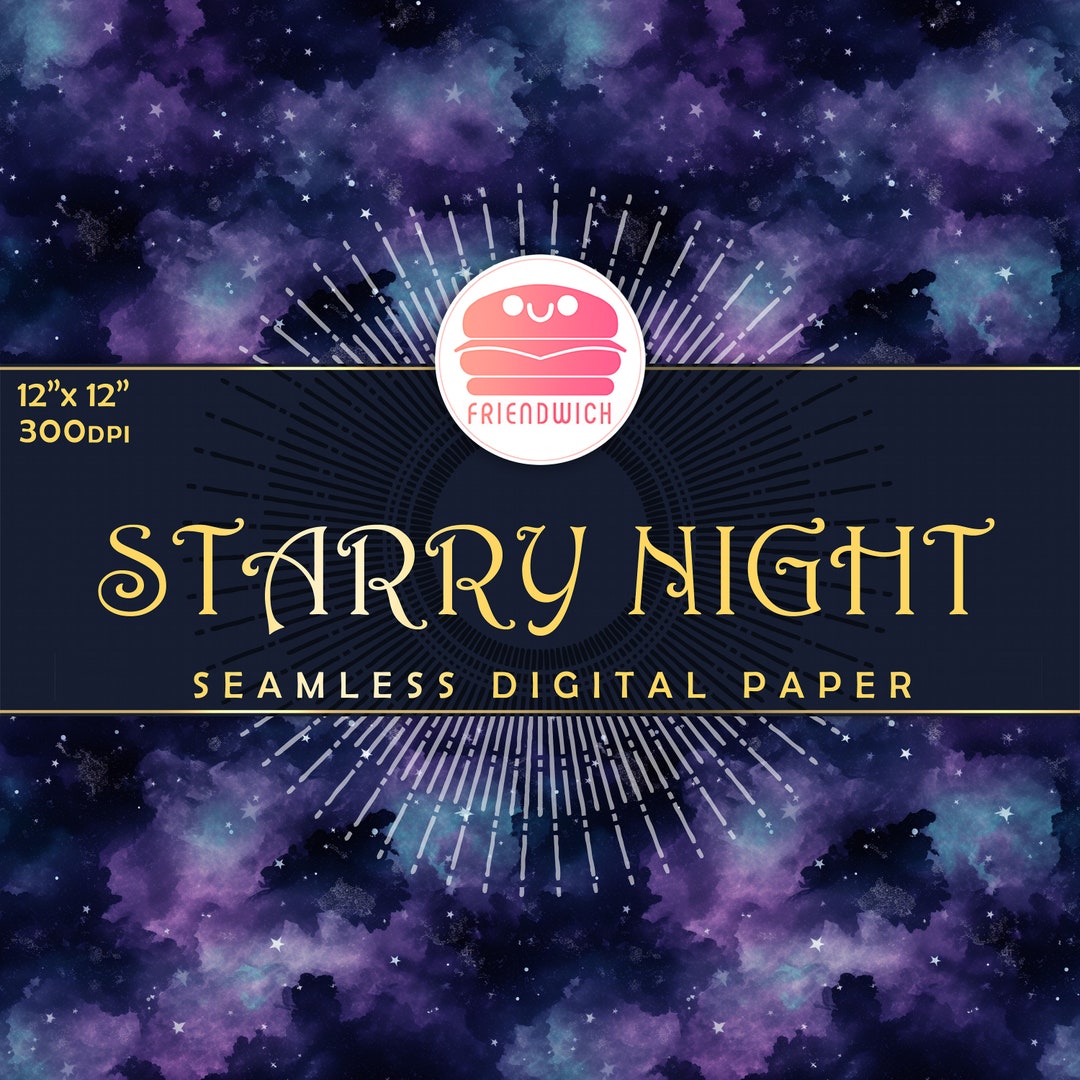 Starry Night Digital Paper, Galaxy Digital Paper, Seamless Textures ...