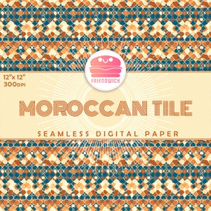 Moroccan Summer Tile Digital Paper, Warm Ornamental Scrapbook Paper ...