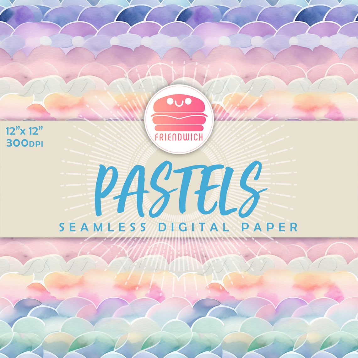 Pastel Digital Paper, Pastel Gradient, Pastel Rainbow Paper, Pink ...