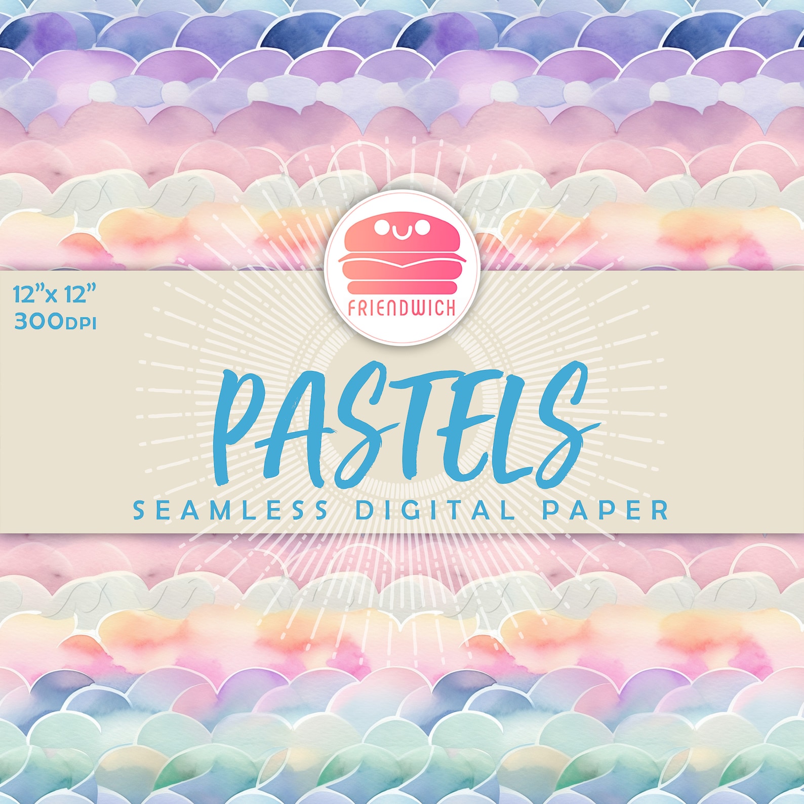 Pastel Digital Paper, Pastel Gradient, Pastel Rainbow Paper, Pink ...