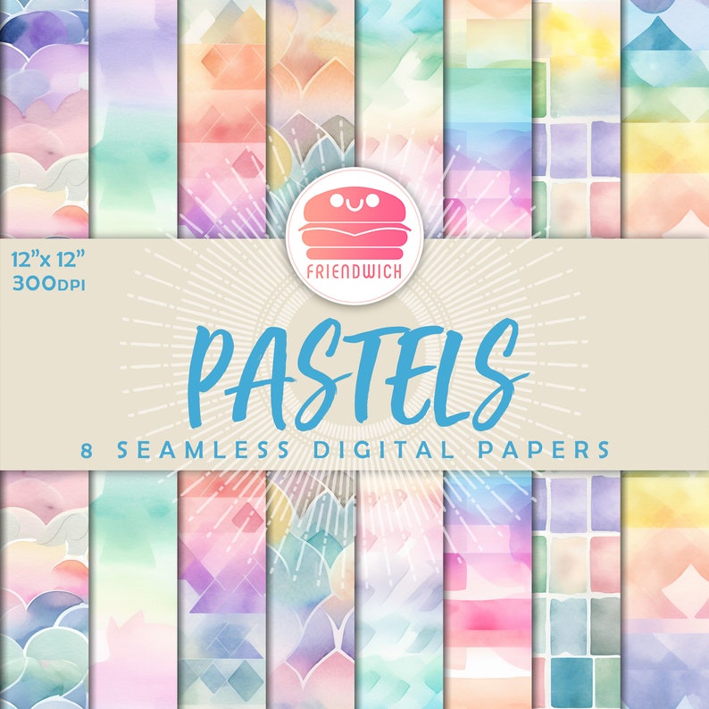 Pastel Digital Paper, Pastel Gradient, Pastel Rainbow Paper, Pink ...