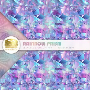 Iridescent Rainbow Digital Paper, Shiny Holographic Scrapbook Paper ...