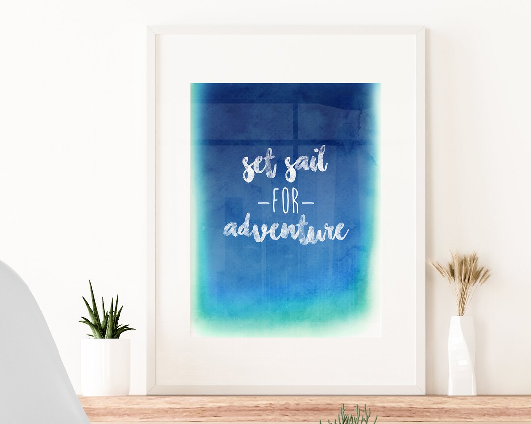 Set Sail for Adventure, Boho Wall Decor, Minimalist Watercolor Ocean ...
