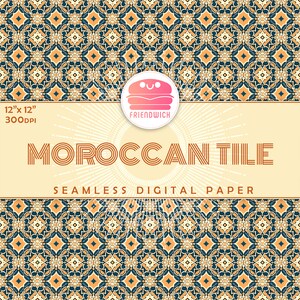 Moroccan Summer Tile Digital Paper, Warm Ornamental Scrapbook Paper ...