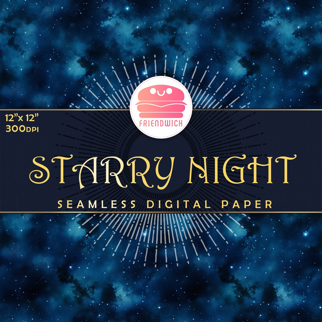 Starry Night Digital Paper, Galaxy Digital Paper, Seamless Textures ...