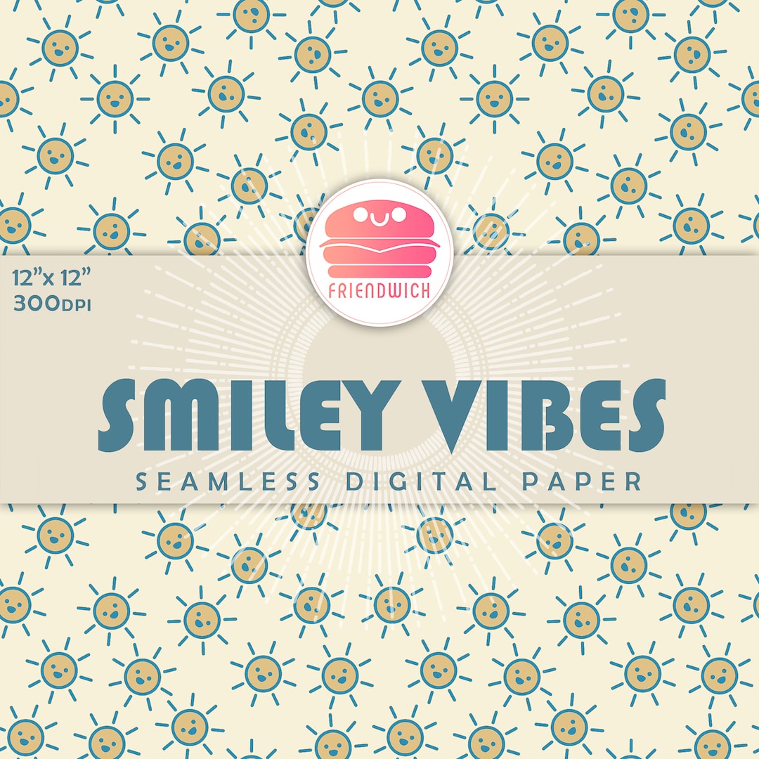 SMILEY VIBES, Groovy Retro Happy Face, Seamless Pattern, Smiley Face ...