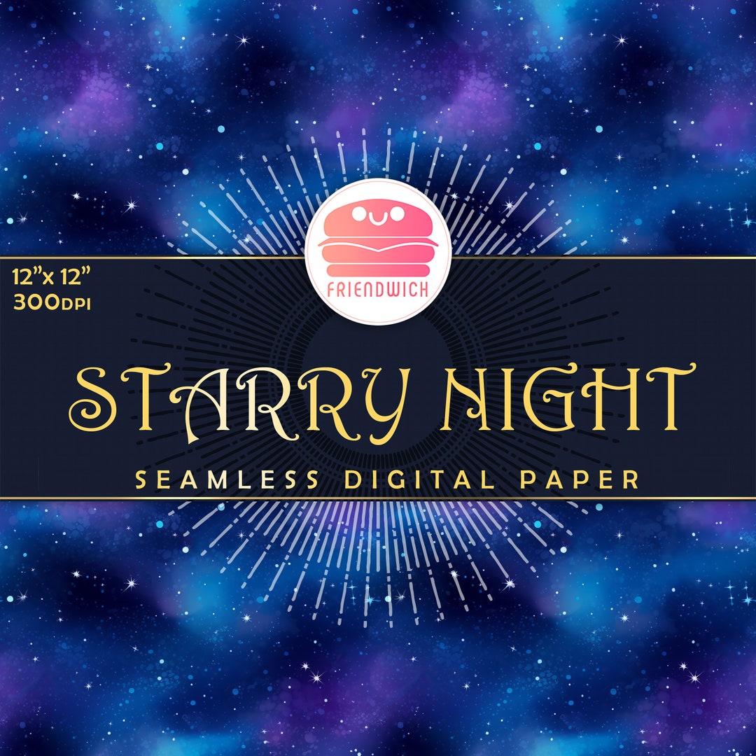 Starry Night Digital Paper, Galaxy Digital Paper, Seamless Textures ...