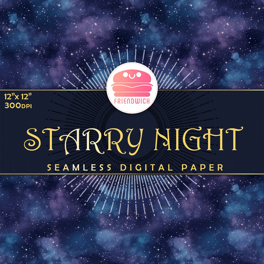 Starry Night Digital Paper, Galaxy Digital Paper, Seamless Textures ...