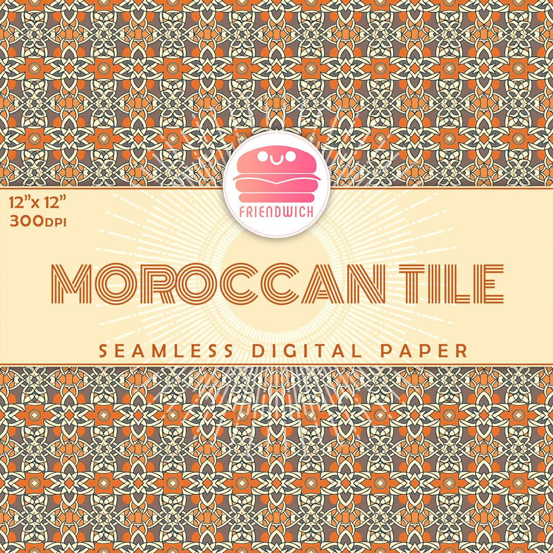 Moroccan Summer Tile Digital Paper, Warm Ornamental Scrapbook Paper ...