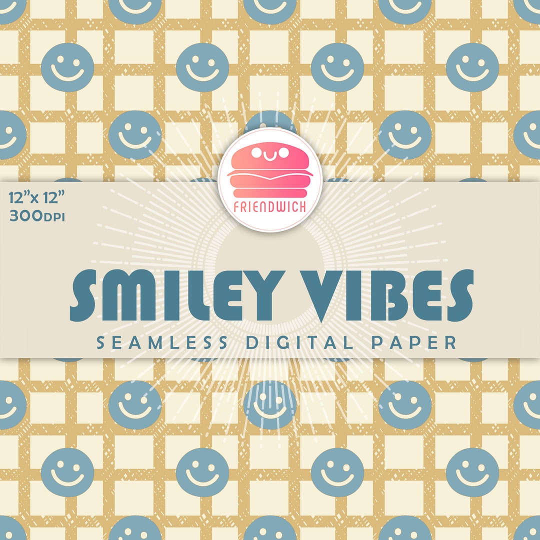 SMILEY VIBES, Groovy Retro Happy Face, Seamless Pattern, Smiley Face ...