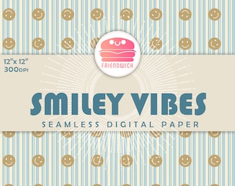 Retro Digital Paper Smiley Face Seamless Pattern Retro - Etsy