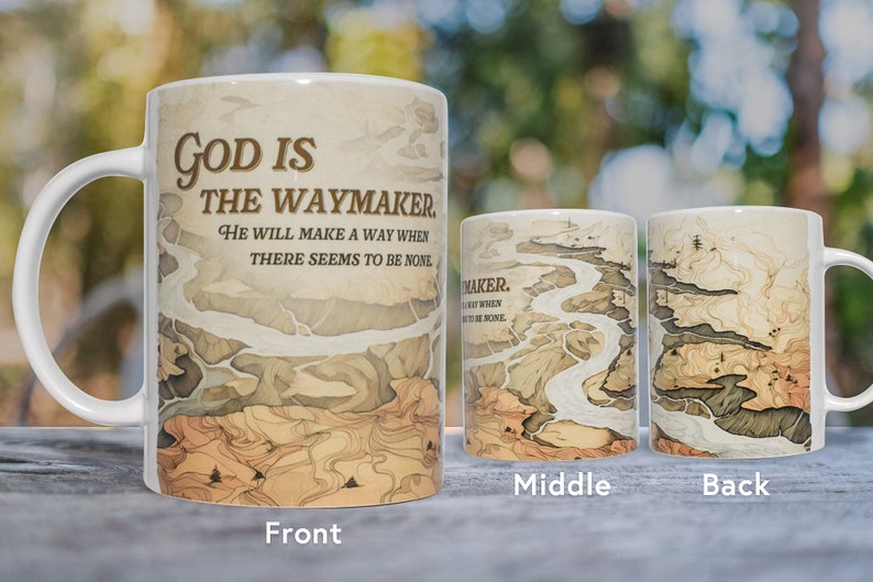 God is the Waymaker, 15 Oz Inspirational Landscape Mug, Scripture ...