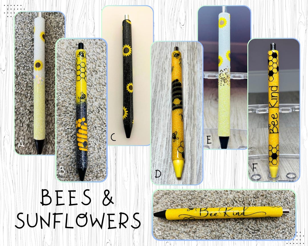 Bees and Sunflowers Glitter Pen - Etsy