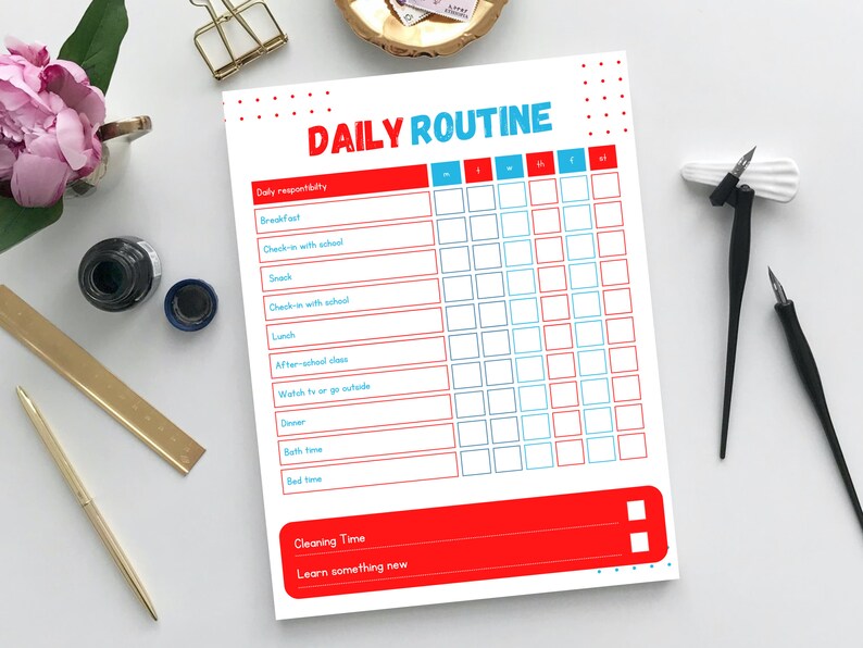 Kids Daily Routine homeschool Printable Canva Template - Etsy