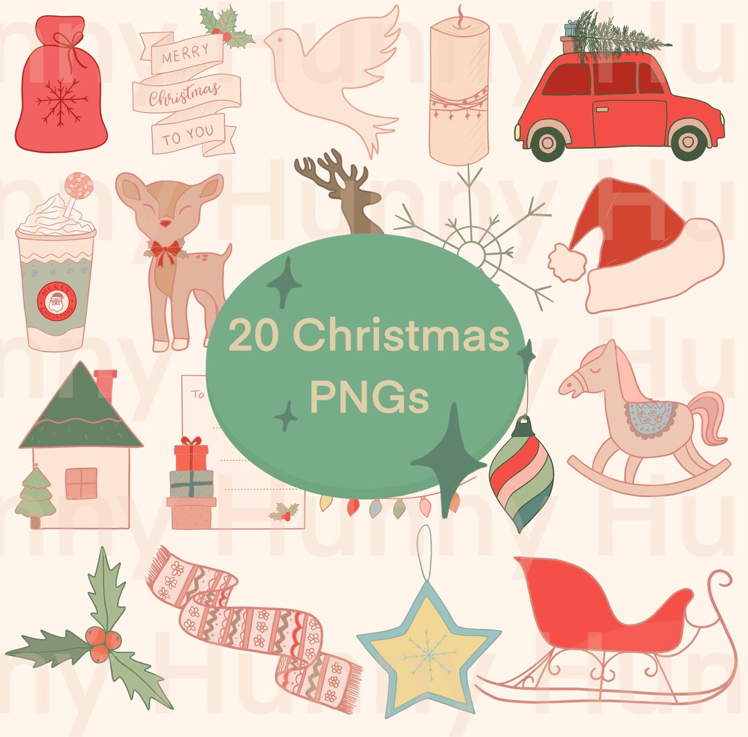 Boho Christmas PNG, Christmas Bundle 20 Pngs High Quality, Transparent ...