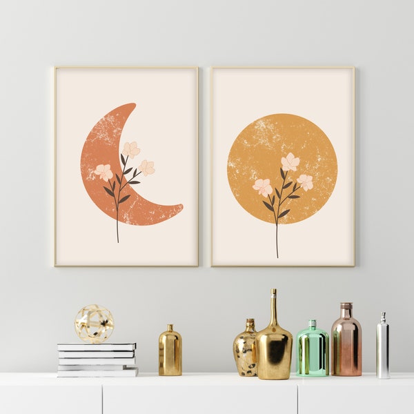 Simple Sun and Moon Art - Etsy