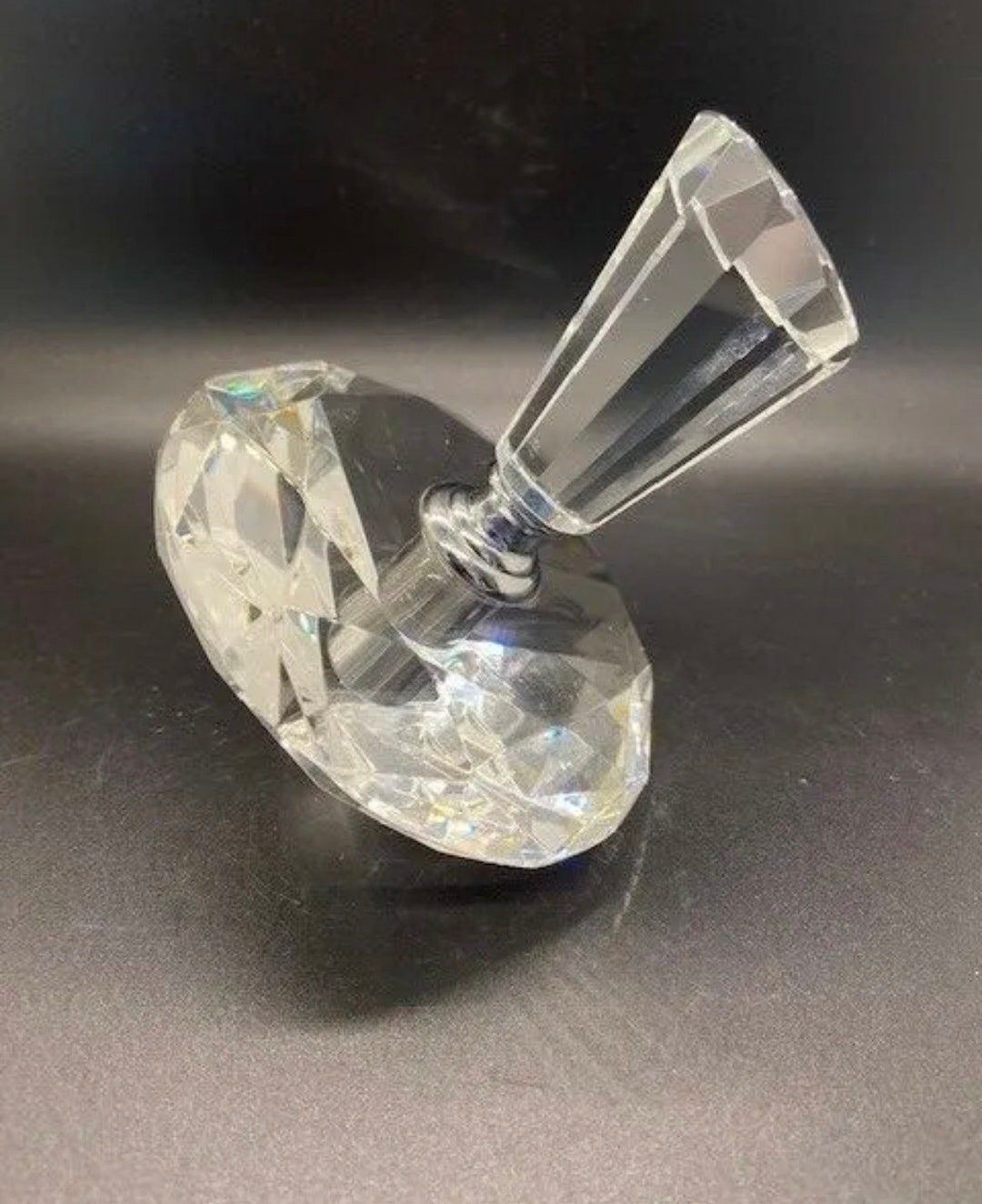 Diamond Shaped Clear Cut Crystal Perfume Bottle W/stopper EUC - Etsy