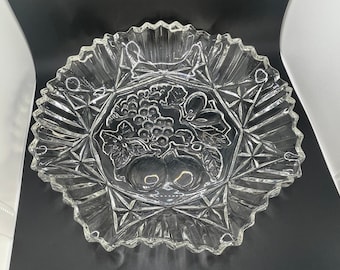 1960s Federal Glass 10” Pioneer Fruit Bowl - Clear, Embossed Fruit ...