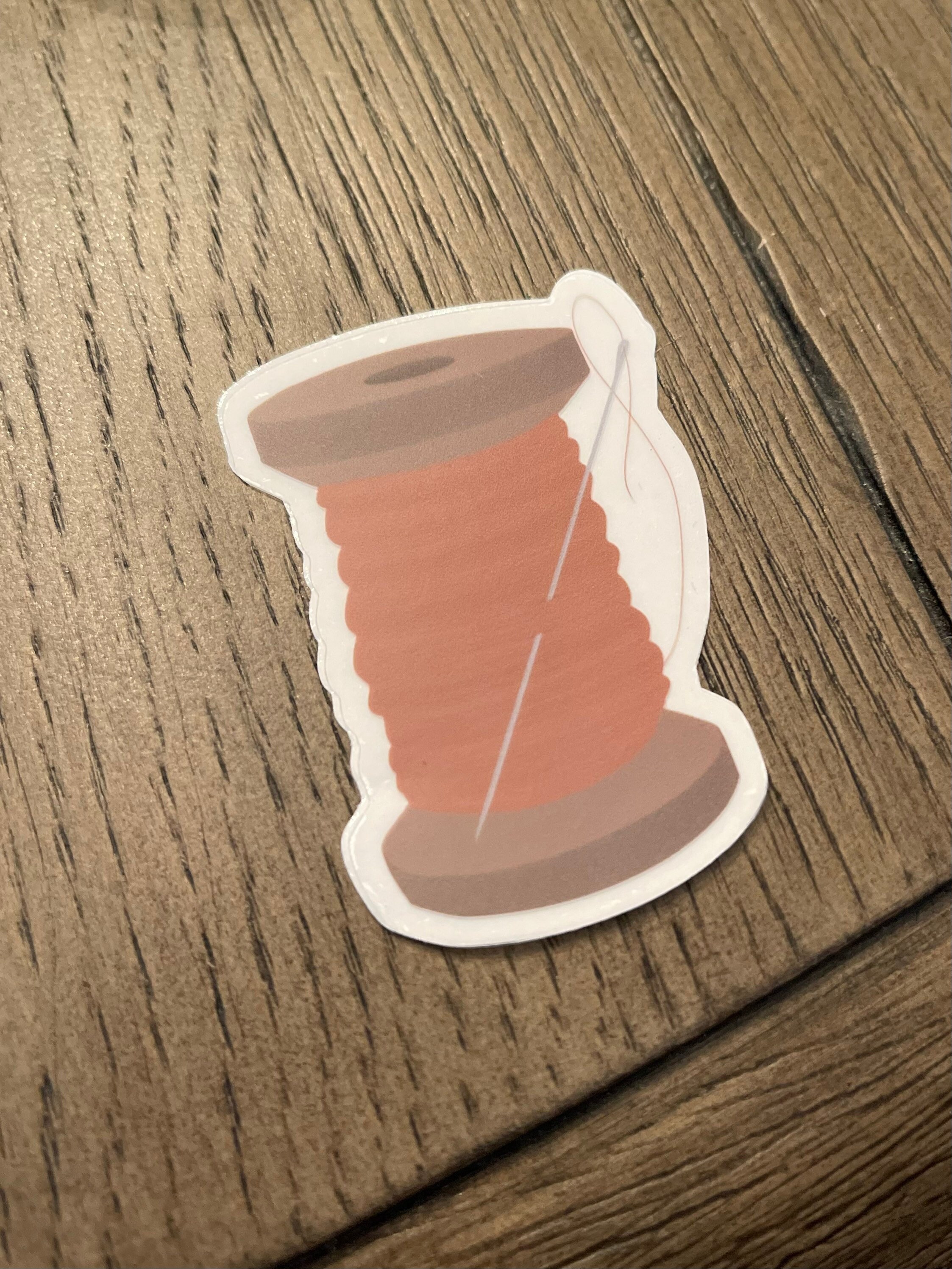 NEEDLE and THREAD STICKER Crafting Quilter Sewing Pink Peach Journal ...