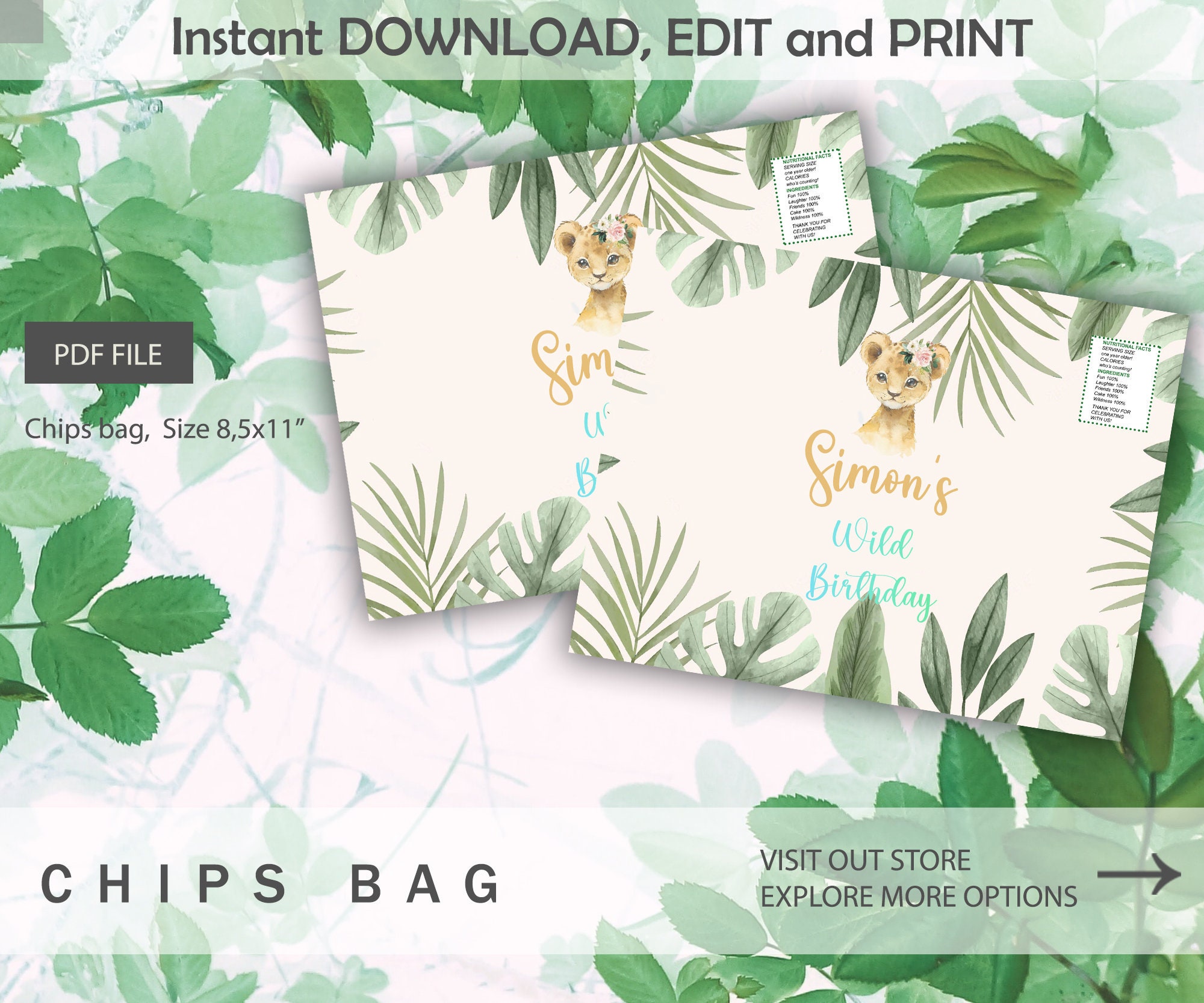 Cheetah Wild Chip Bag Snacks Treat Bags Cheetah Chip Bag - Etsy