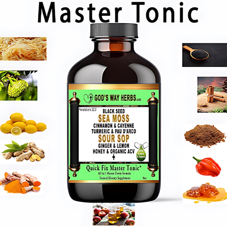 QUICK FIX Master Tonic (8oz) All in One, Dr. Sebi Inspired Sea Moss ...