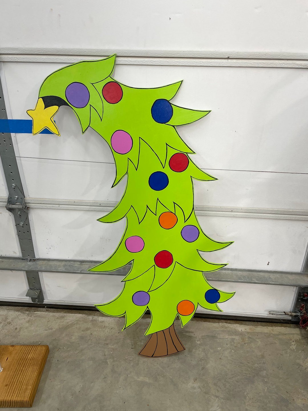 Hand Painted Wooden Yard Art Grinch Christmas Tree Christmas Yard ...