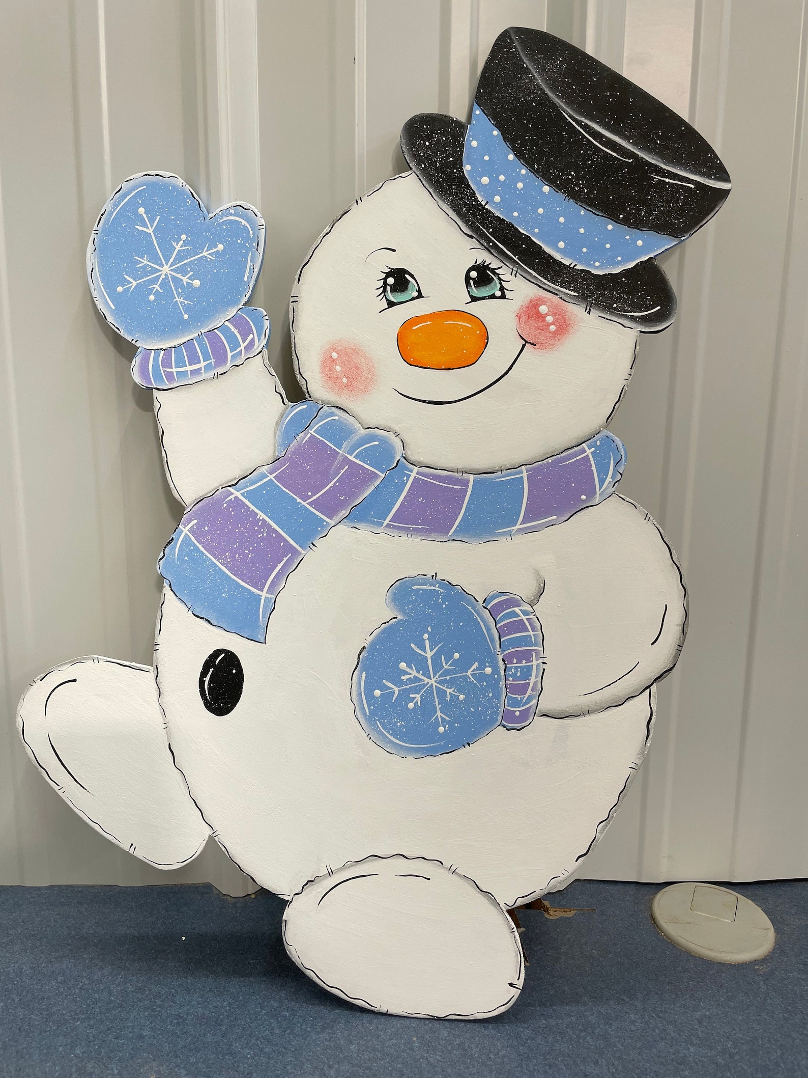 Hand Painted Waving Snowman Winter Decor Yard Porch - Etsy