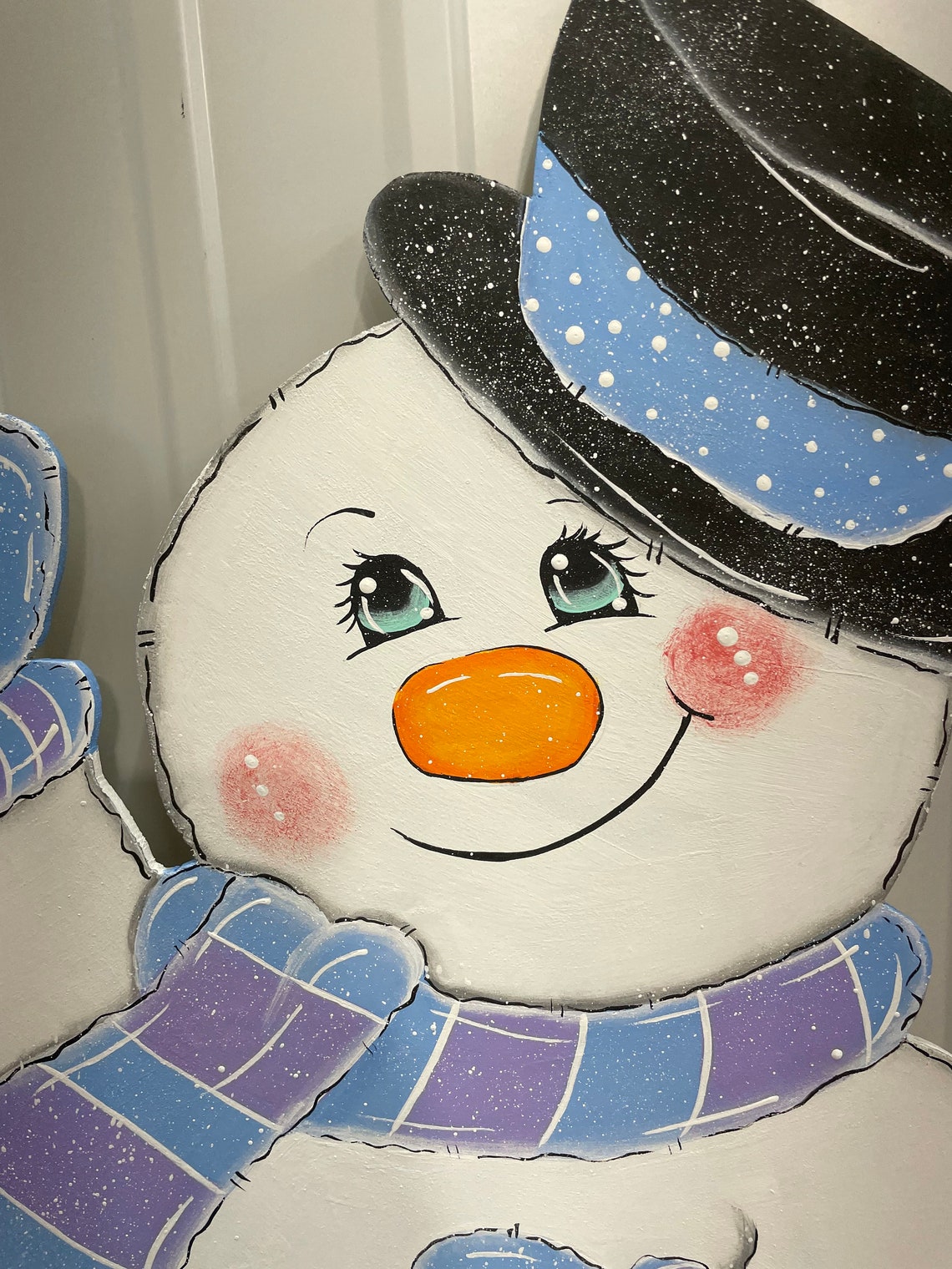 Hand Painted Waving Snowman Winter Decor Yard Porch - Etsy