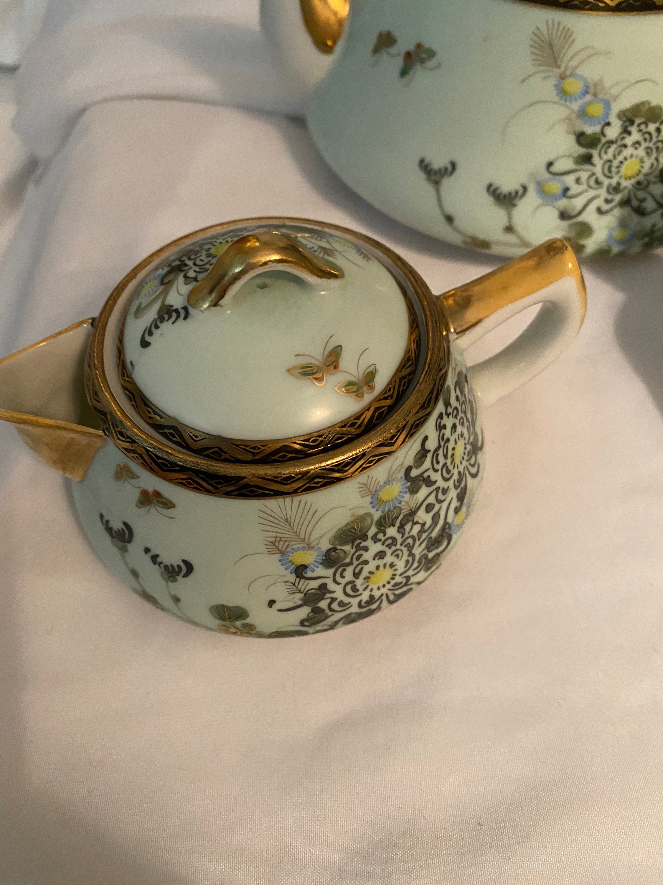 34 Pc Antique Japanese Satsuma Floral Tea Pot & Dessert Set. - Etsy