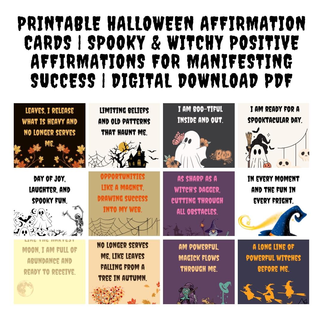 Printable Halloween Affirmation Cards | Spooky and Witchy Positive ...