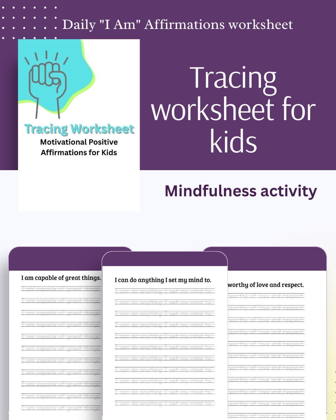 Affirmation Tracing Worksheet: Positive Handwriting Practice for Kids ...
