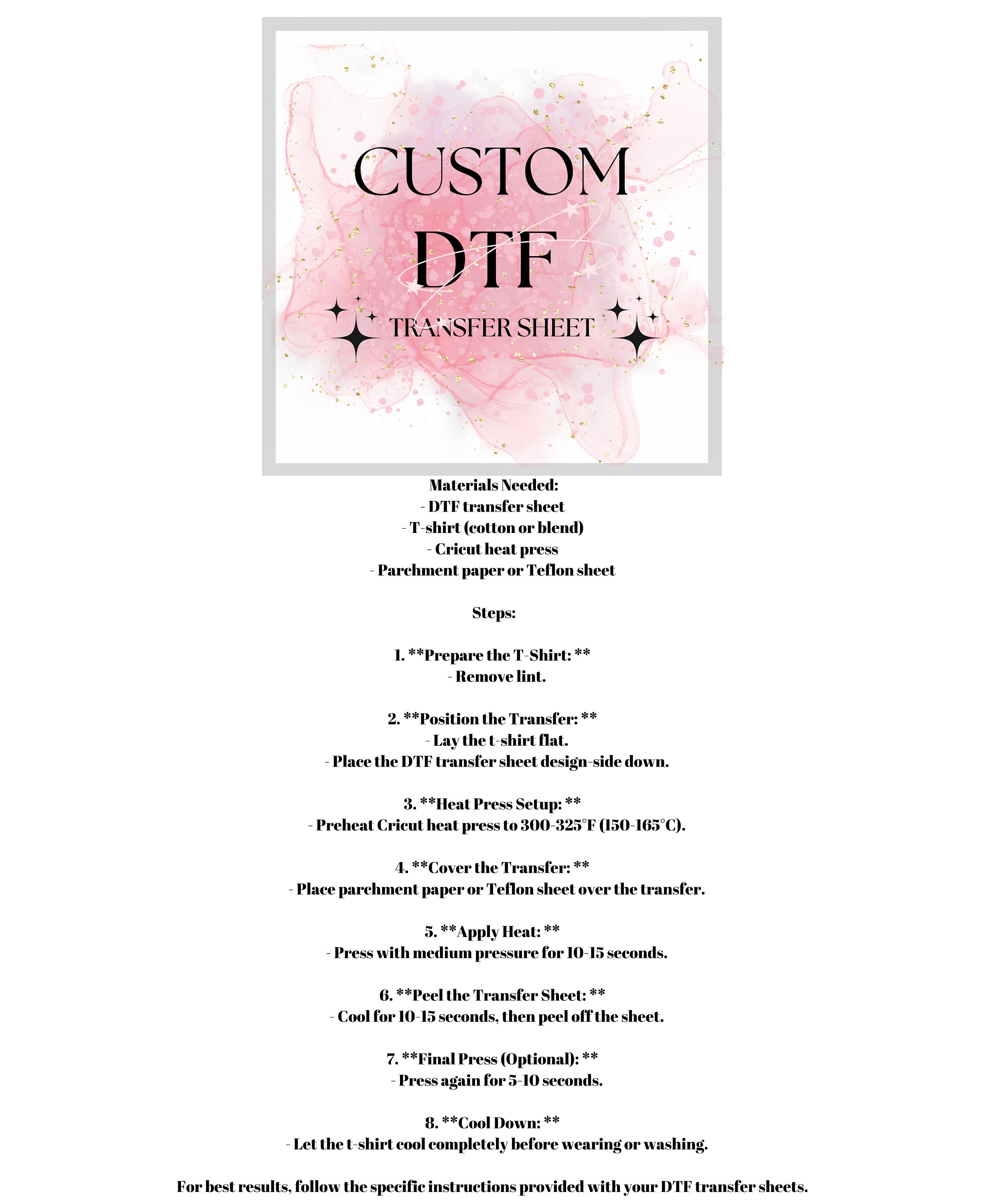 DTF Transfer Sheets Ready for Press - Etsy