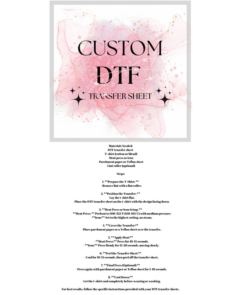 DTF Transfer Sheets Ready for Press - Etsy