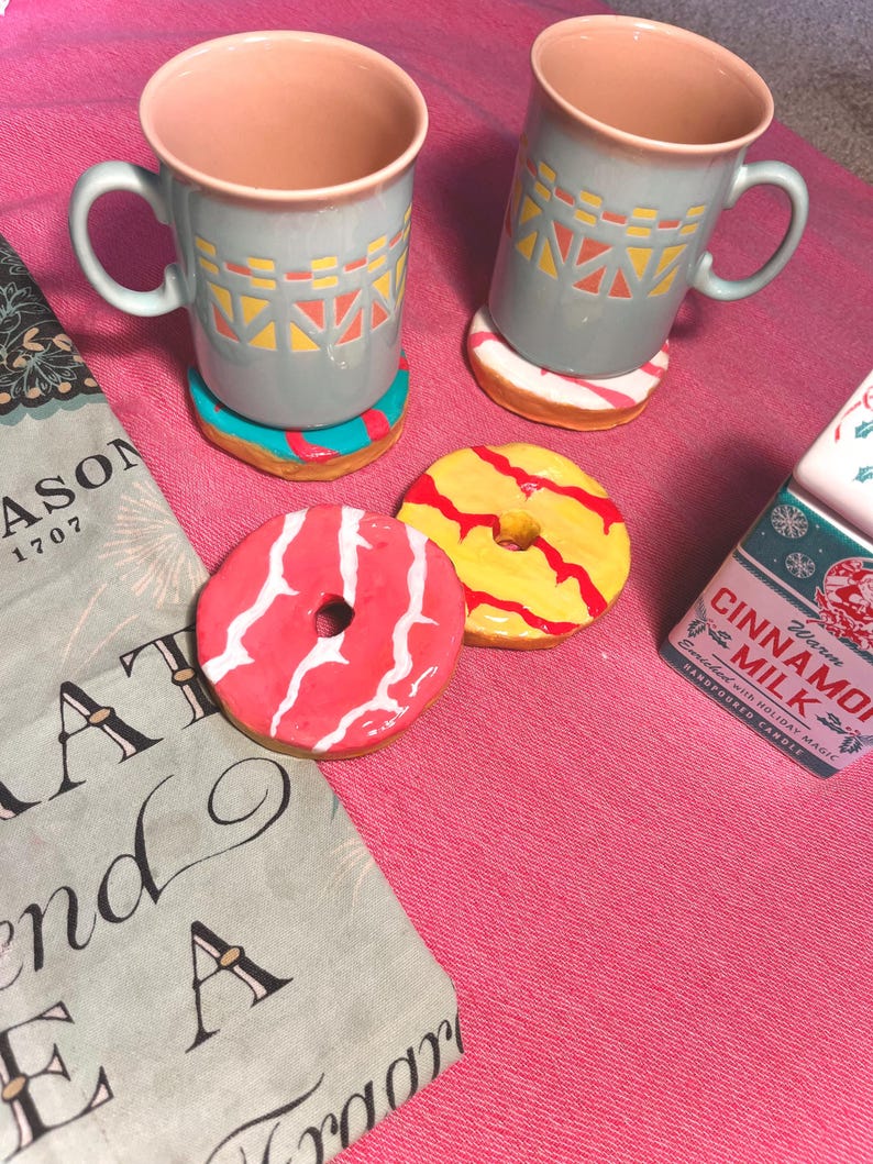HANDMADE Pottery Clay Party Ring Biscuit Coasters Gift Present Hand ...