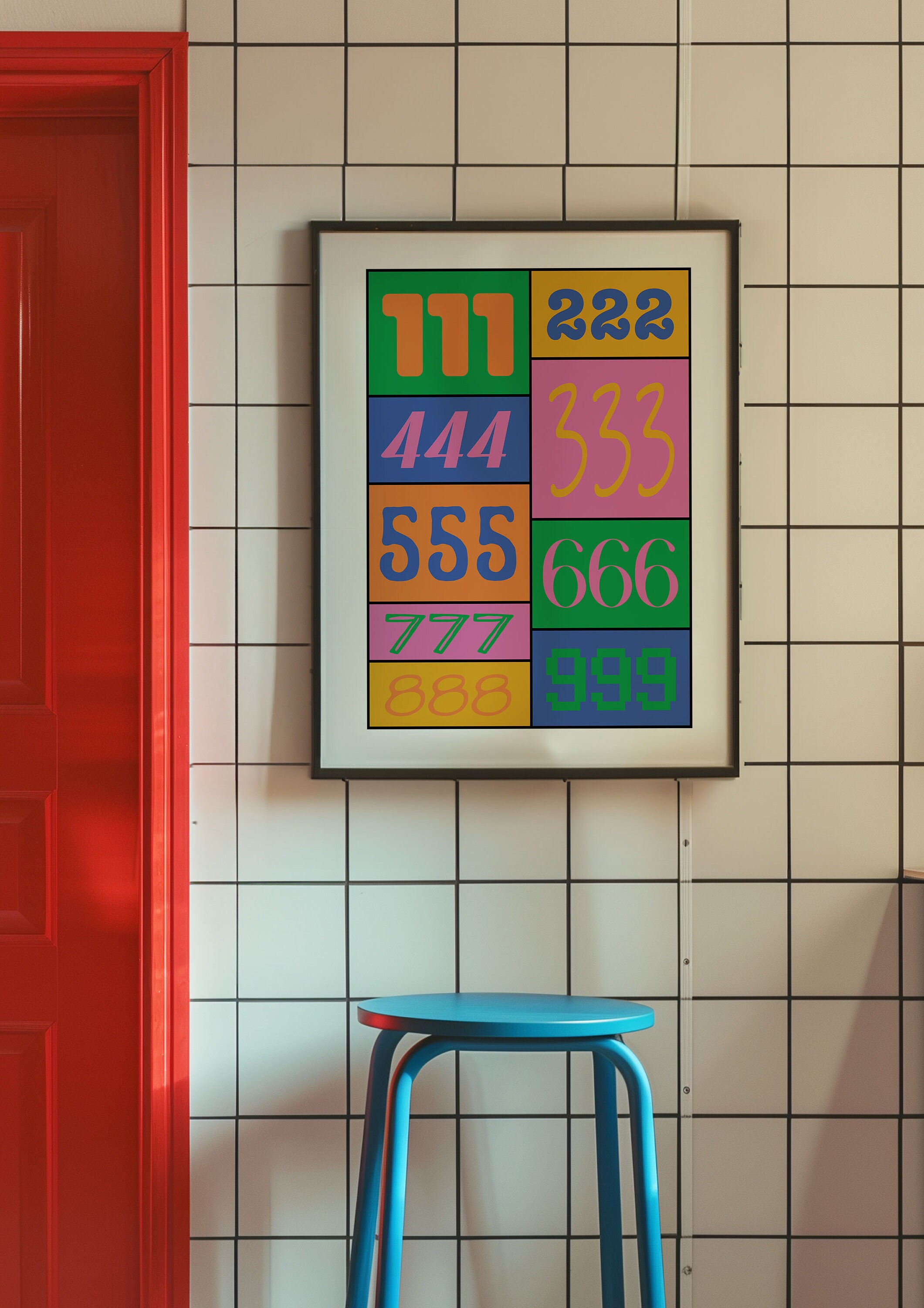 Retro Angel Numbers Digital Print Dopamine Decor Aesthetic Bedroom Wall ...