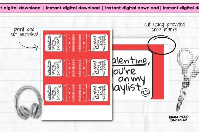 Music Playlist Digital Download Valentine's Day Cards | Cute Kids ...