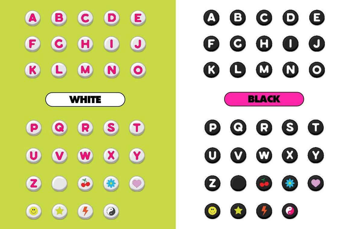 Digital Alphabet Bead Icons, Letter Beads for Collage, Digital Collage ...