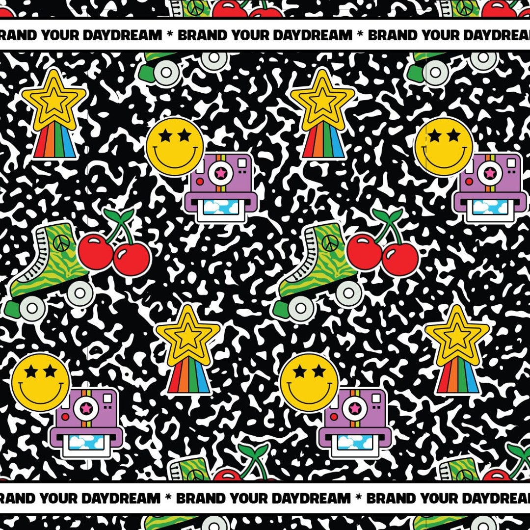Composition Book Back to School Seamless Repeat Pattern Retro Stickers ...
