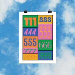 Retro Angel Numbers Digital Print Dopamine Decor Aesthetic Bedroom Wall ...