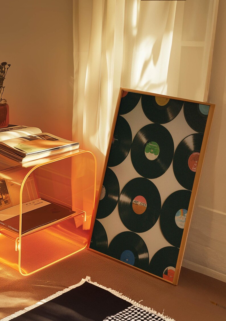 Repeating Vintage Vinyl Digital Wall Print | Retro Inspired Wall Decor ...