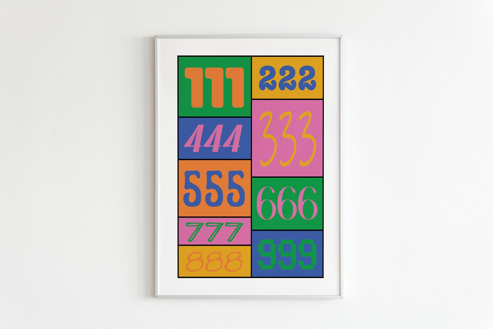 Retro Angel Numbers Digital Print Dopamine Decor Aesthetic Bedroom Wall ...