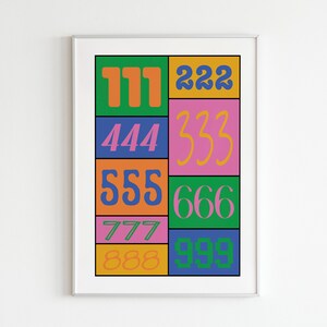 Retro Angel Numbers Digital Print Dopamine Decor Aesthetic Bedroom Wall ...