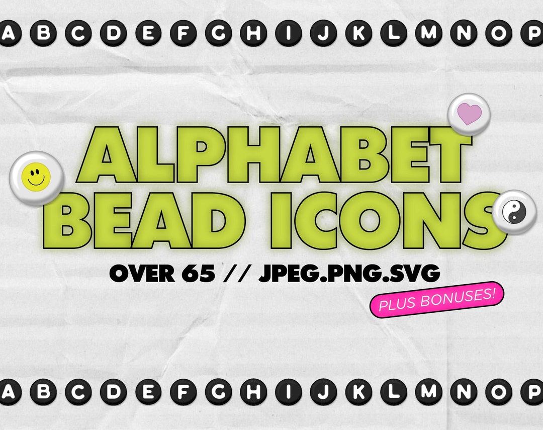 Digital Alphabet Bead Icons, Letter Beads for Collage, Digital Collage ...