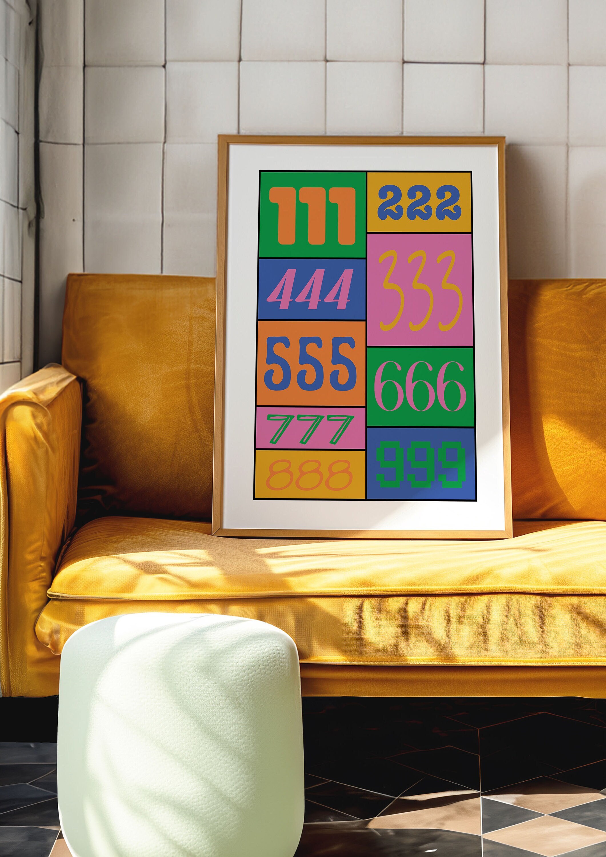 Retro Angel Numbers Digital Print Dopamine Decor Aesthetic Bedroom Wall ...