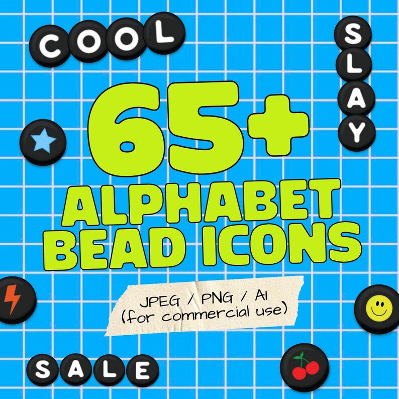 Digital Alphabet Bead Icons, Letter Beads for Collage, Digital Collage ...