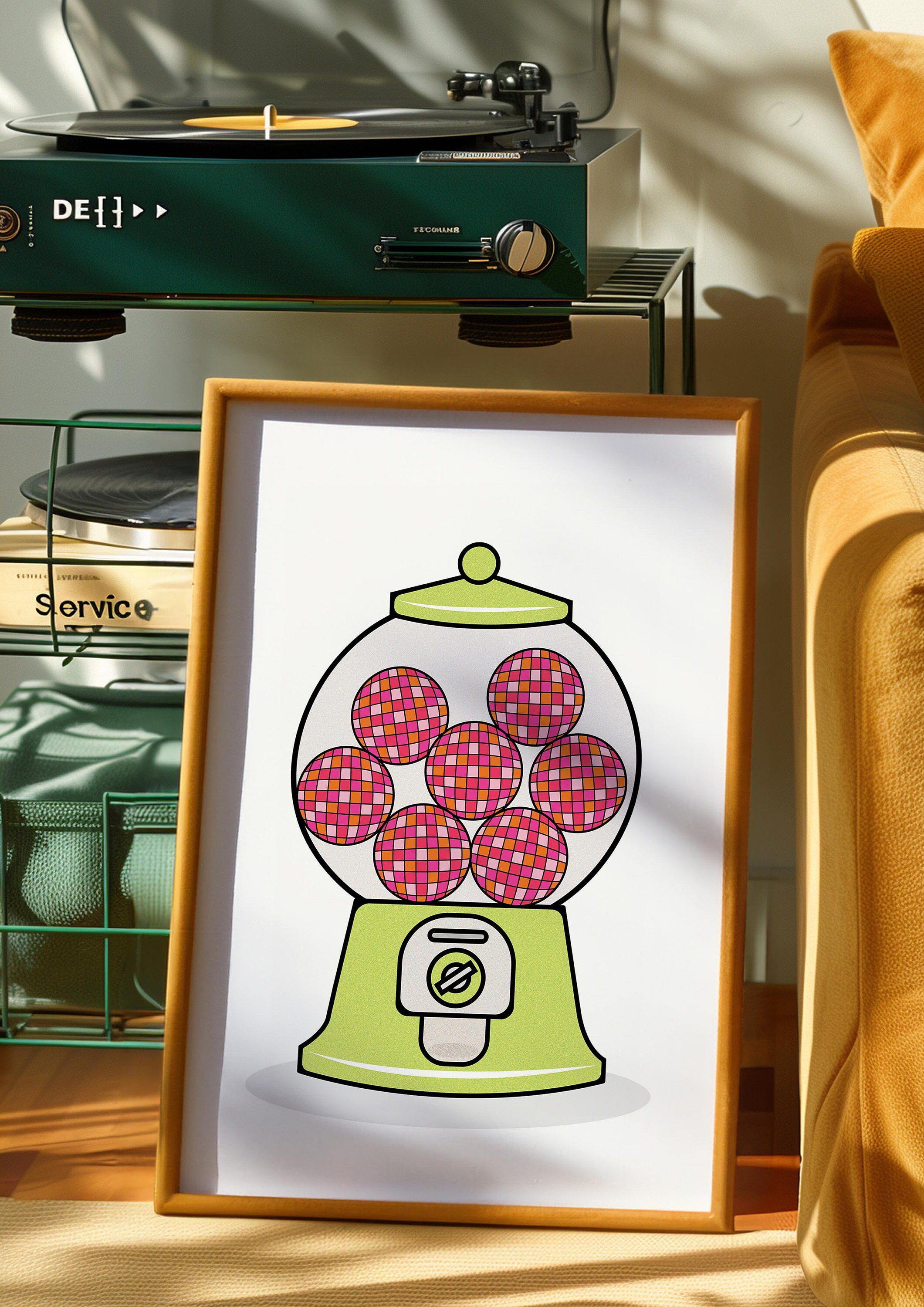 Disco Ball Gumball Machine Digital Wall Print | Funky Retro Inspired ...