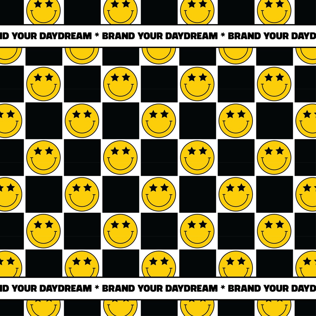 Checkered Retro Smiley Seamless Repeat Pattern Fabric Printing Smiley ...