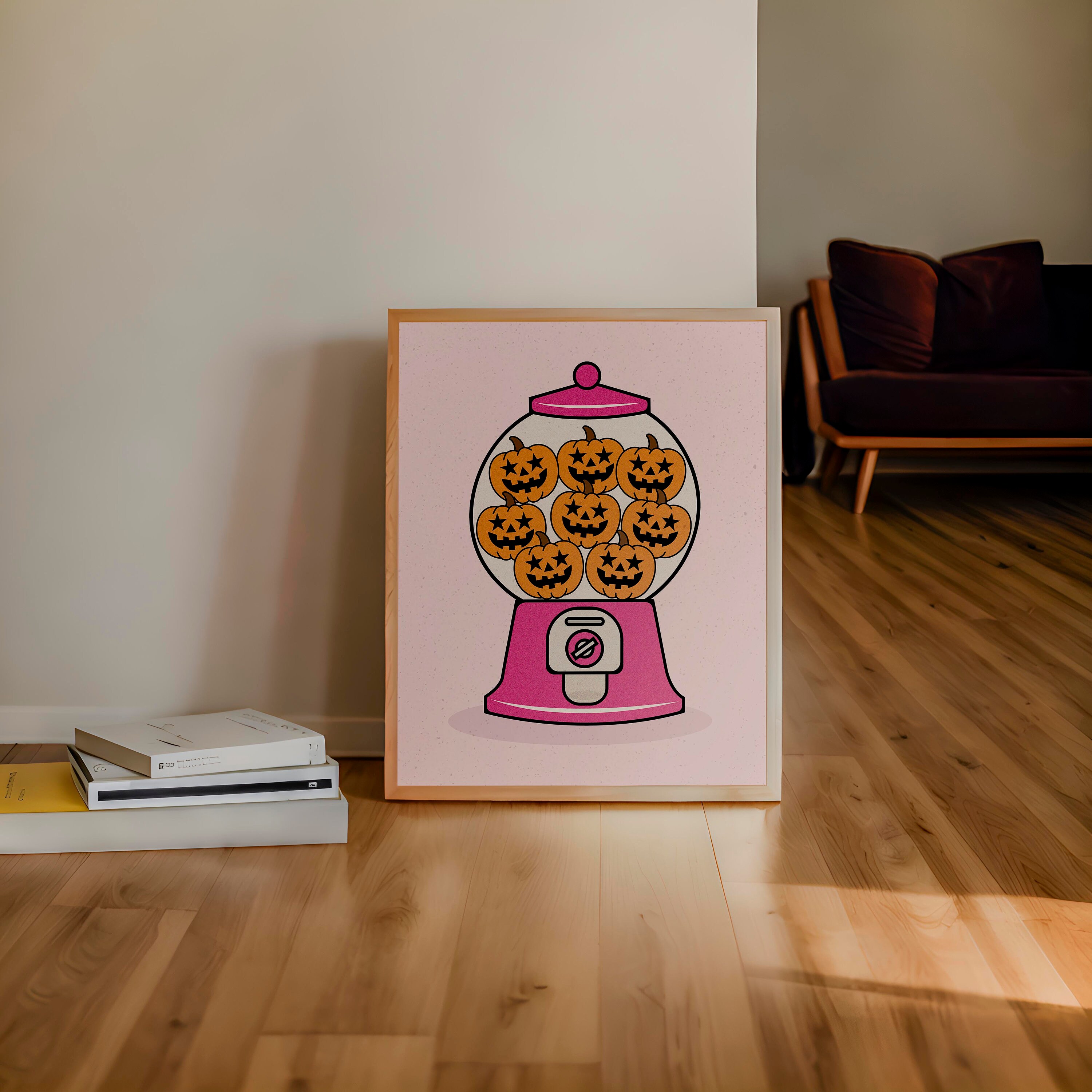 Jack-o-lantern Gumball Machine Digital Wall Print | Pink Halloween ...